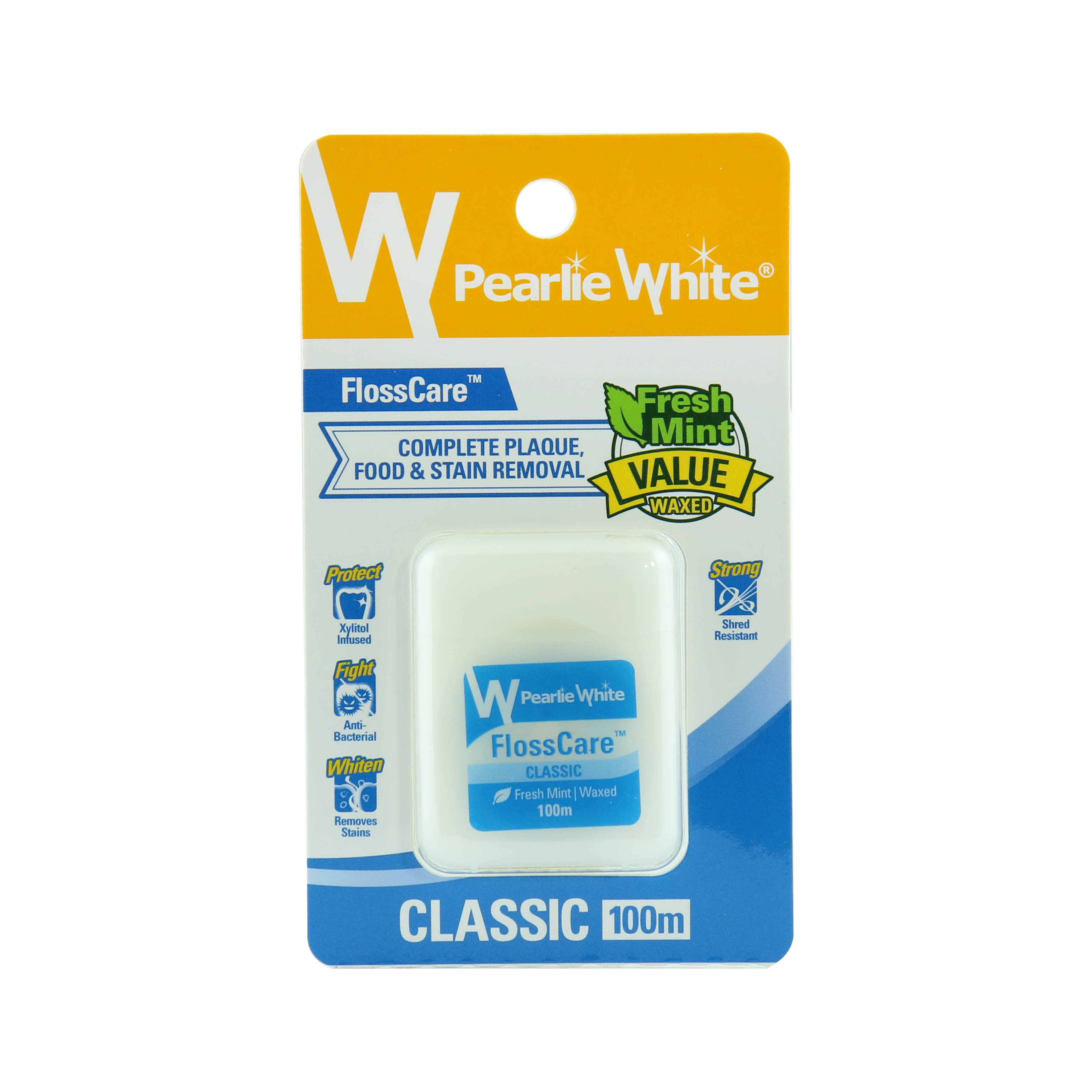 Pearlie White Floss Care Advanced Waxed Mint Floss 100m | National Skin ...