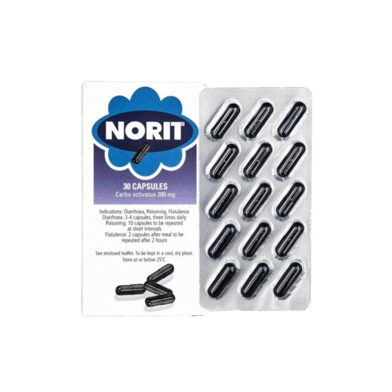 NORIT (Charcoal 200mg) Capsules 30s | National Skin Centre